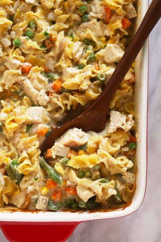 Cheesy Chicken Noodle Casserole - The Cheese Knees