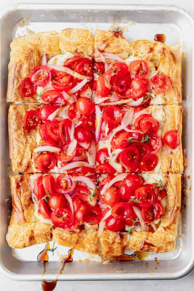 Easy Tomato Tart (w/ cream cheese spread!) - The Cheese Knees
