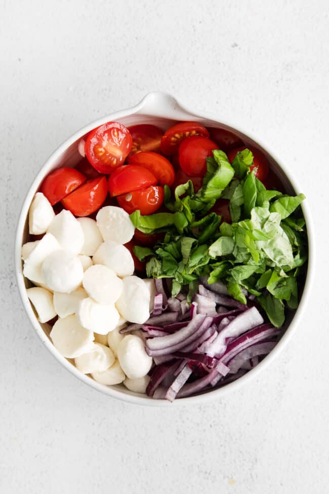 Tomato Mozzarella Salad (with fresh basil!) - The Cheese Knees