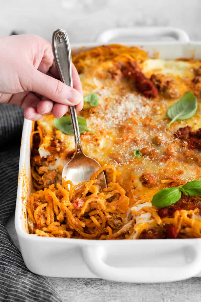 Baked Spaghetti with Cream Cheese - The Cheese Knees
