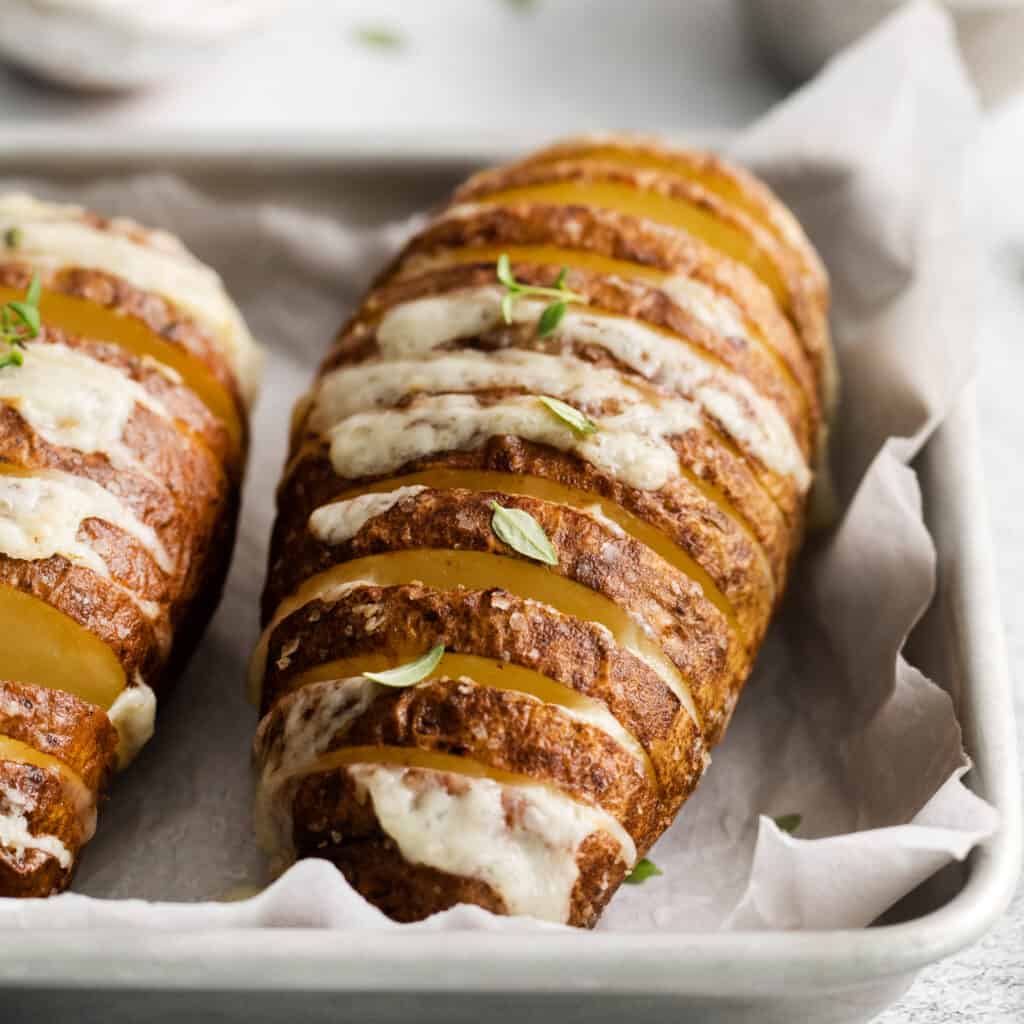 Air Fryer Hasselback Potatoes - The Cheese Knees