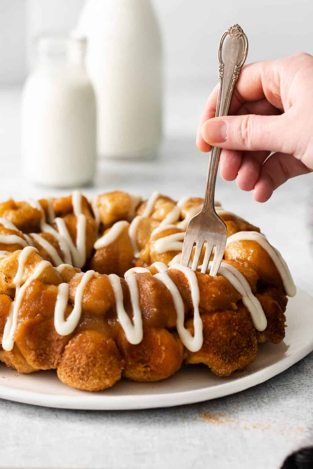 Monkey Bread with Cream Cheese Frosting - The Cheese Knees