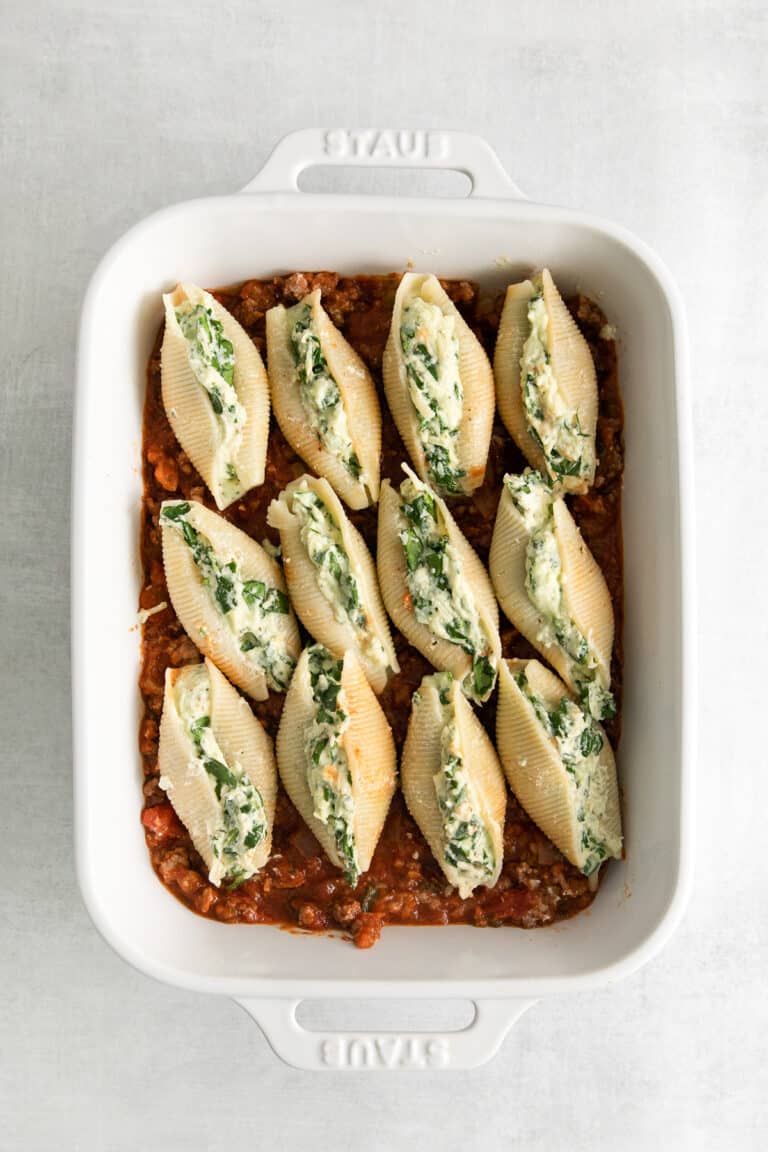 Stuffed Shells with Meat Sauce - The Cheese Knees